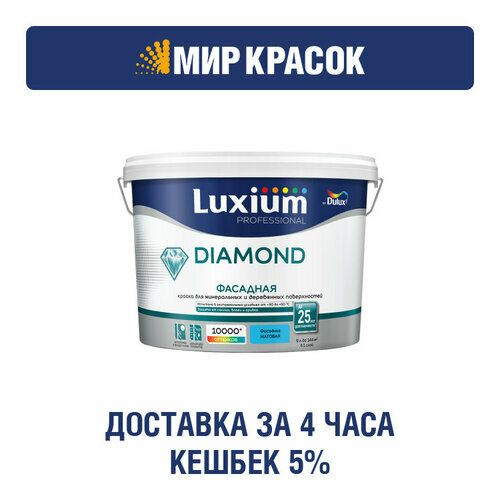 Краска фасадная Dulux Diamond Фасадная (база BC), 5 л