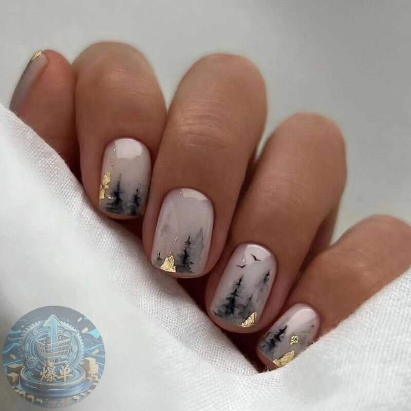 Накладные ногти с дизайном 24 шт + клей