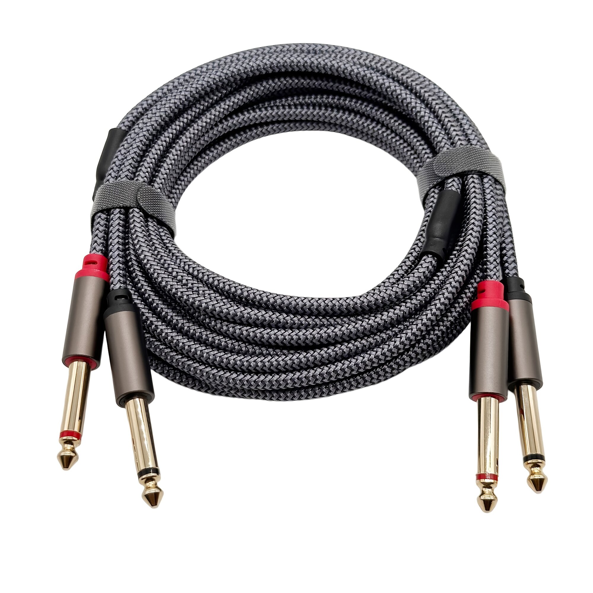 Кабель стерео аудио 2x 1/4" TS – 2x 1/4" TS, штекер-штекер, 6 м, для AV-ресиверов, усилителей, микшеров, Hi-Fi систем, студий и домашних кинотеатров