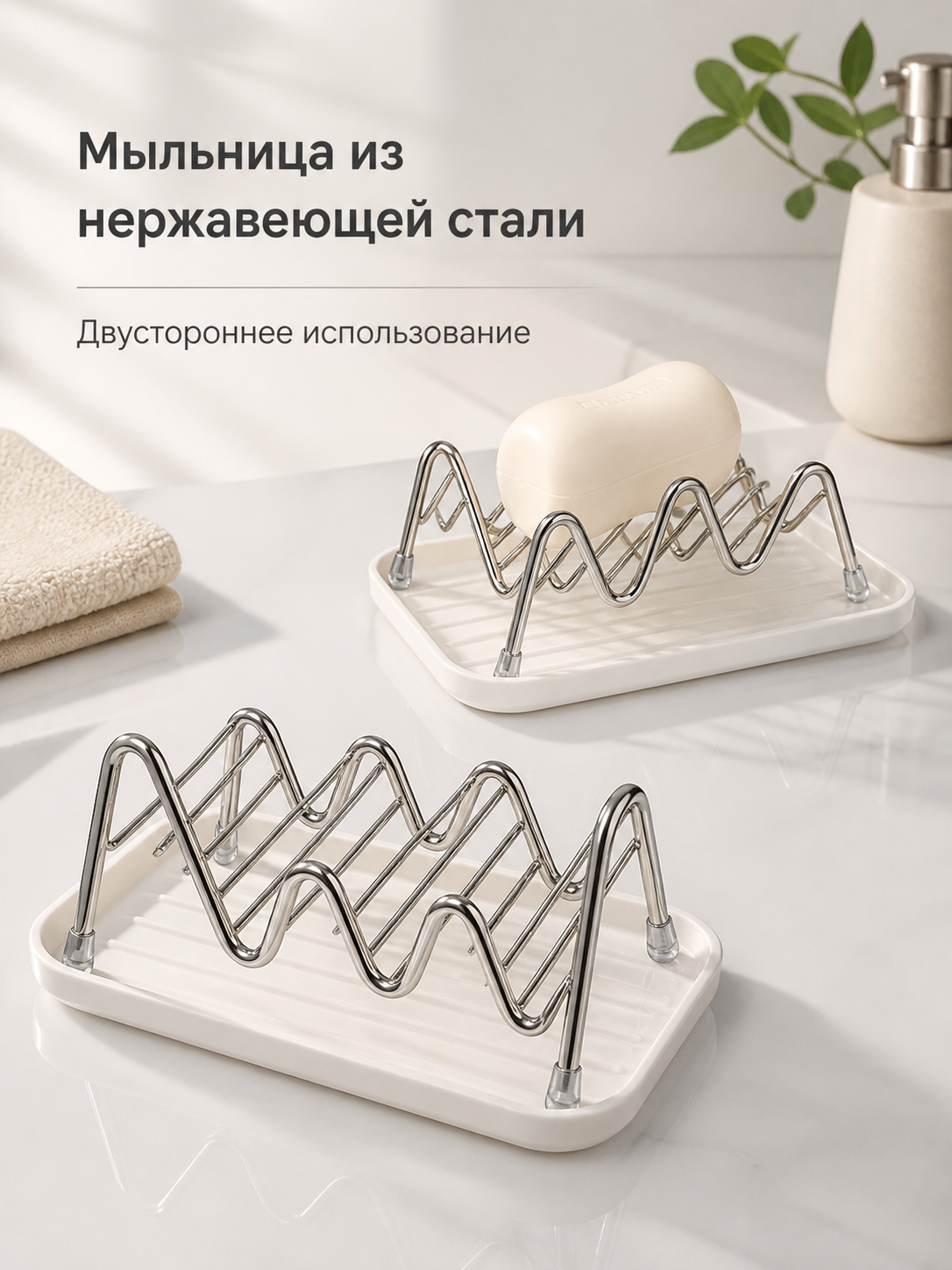 Настольная металлическая мыльница с поддоном, подставка для мыла и губки из нержавеющей стали, стильная мыльница лофт