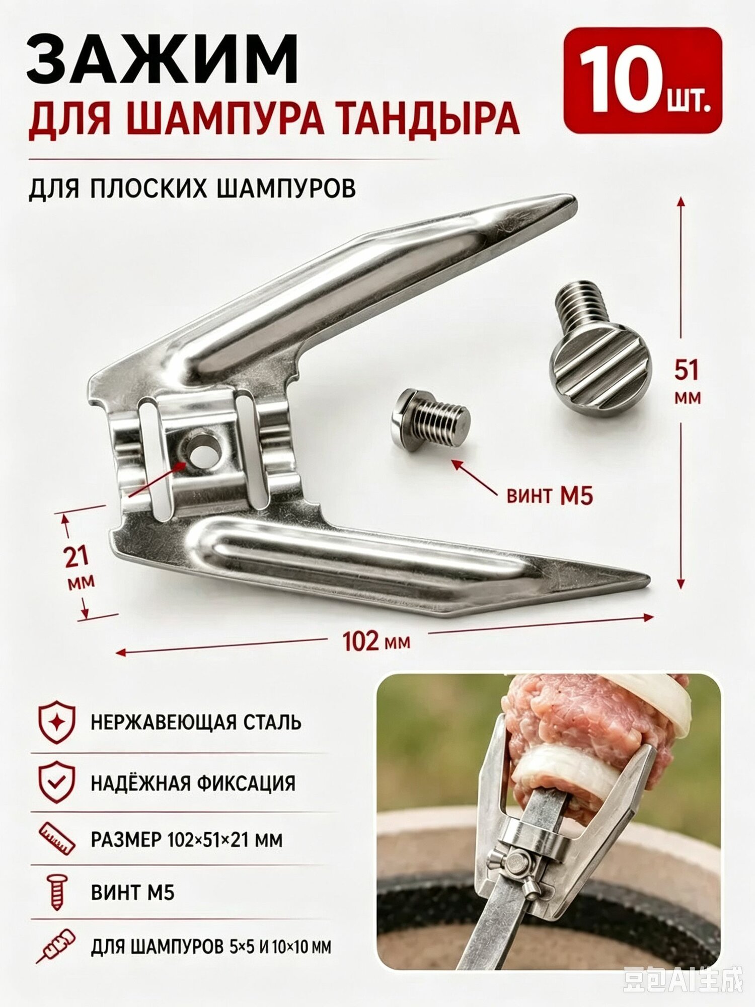 Держатели мяса на шампуре 10 предм.