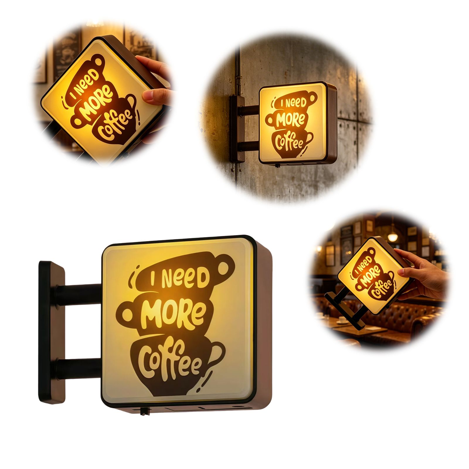 Светодиодная настенная табличка Coffee с магнитом и теплым светом