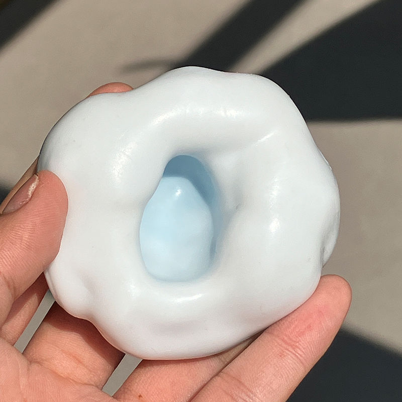 Handmade mochi stress ball with slow rebound for sensory development and relaxation sea salt, белый