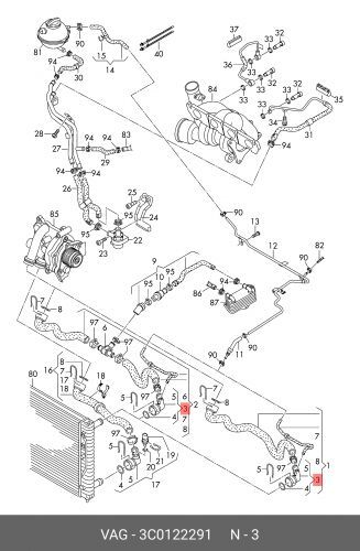 Фланец Сист. охл. vag 1.8Tsi/2.0Tsi/2.0Td 04- (VAG 3C0122291)