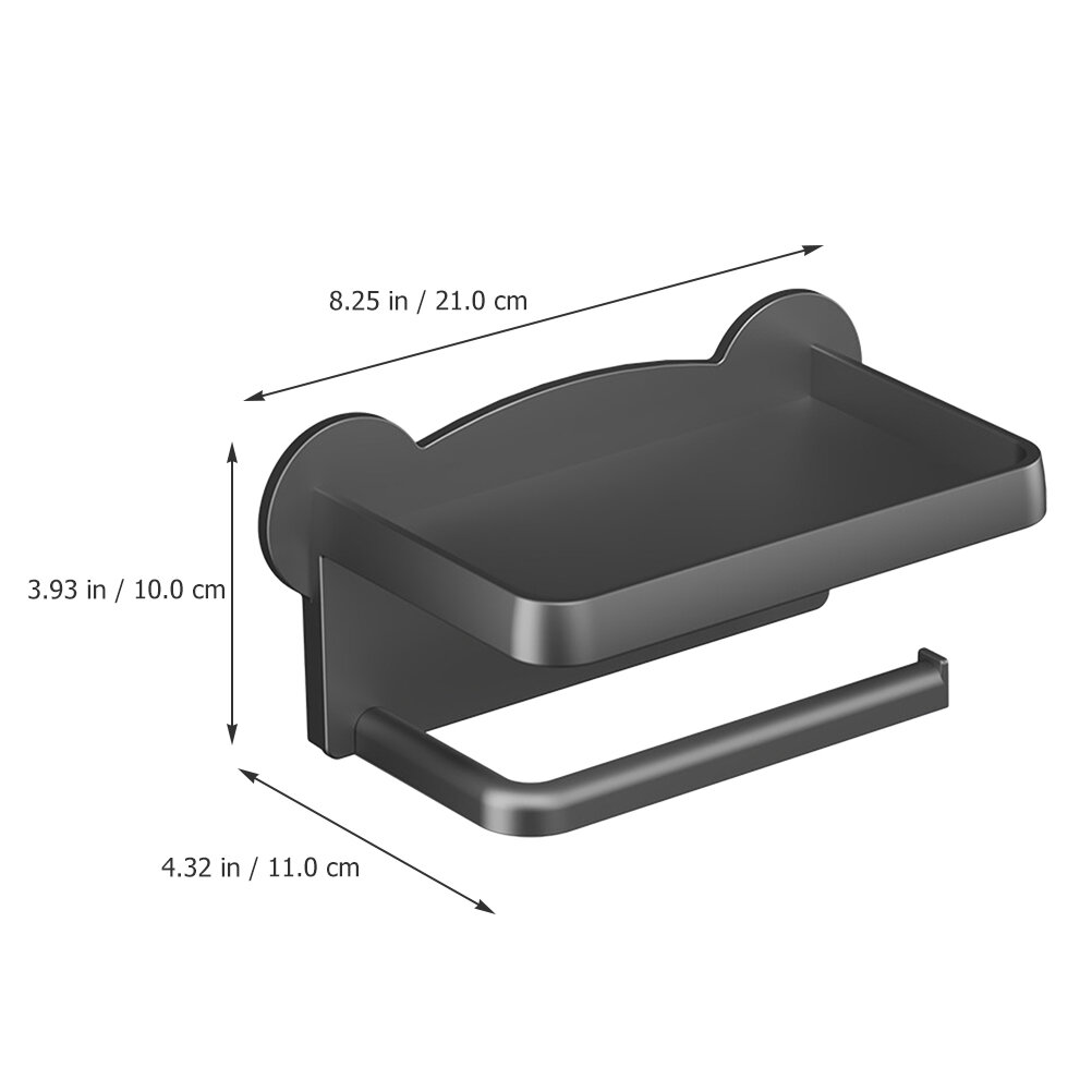 Держатель Бумаги С Полкой На Стену Ванная Комната Серый 21.00X11.00X10.00Cm