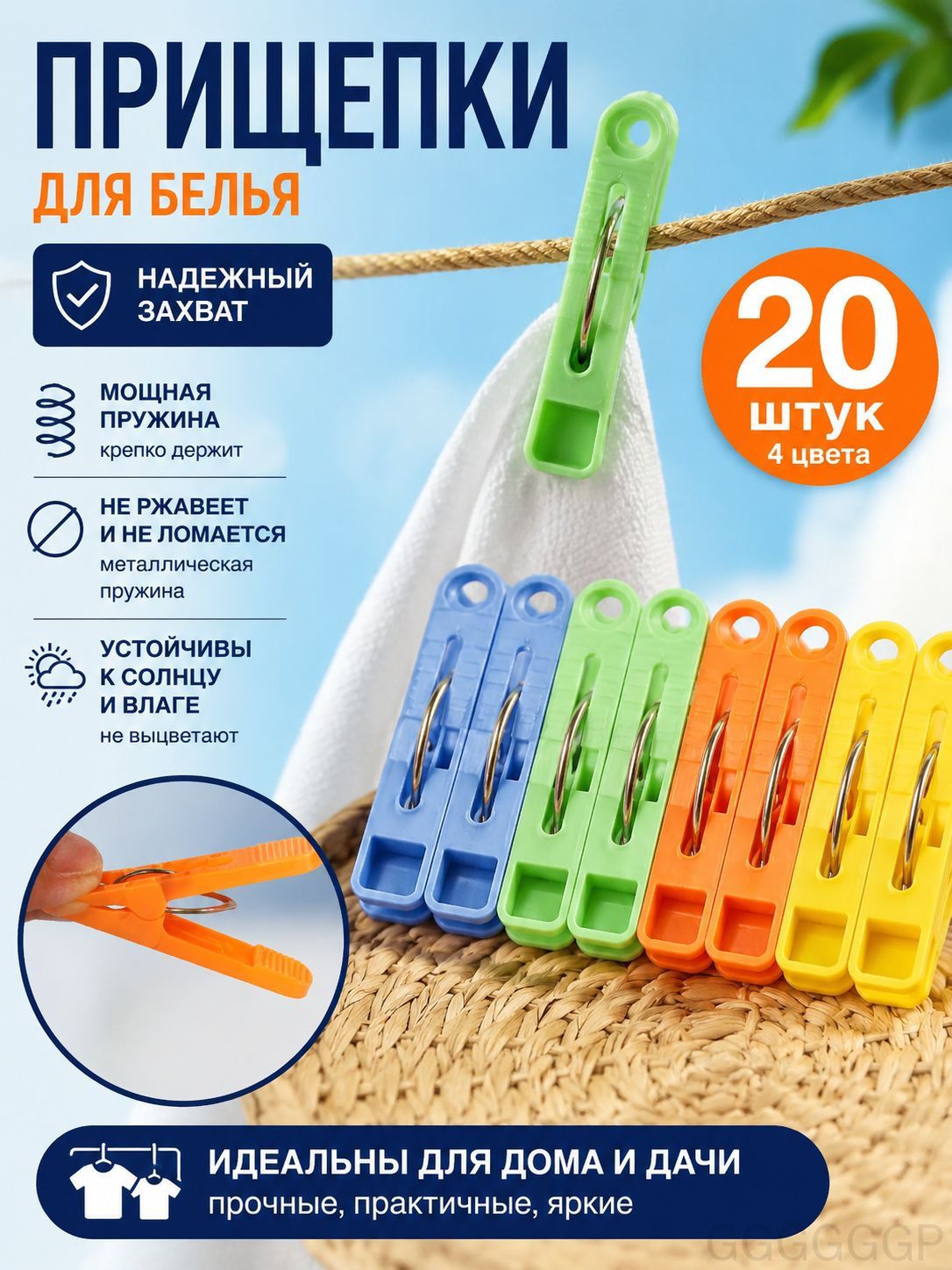 Прищепки для белья 20 шт.