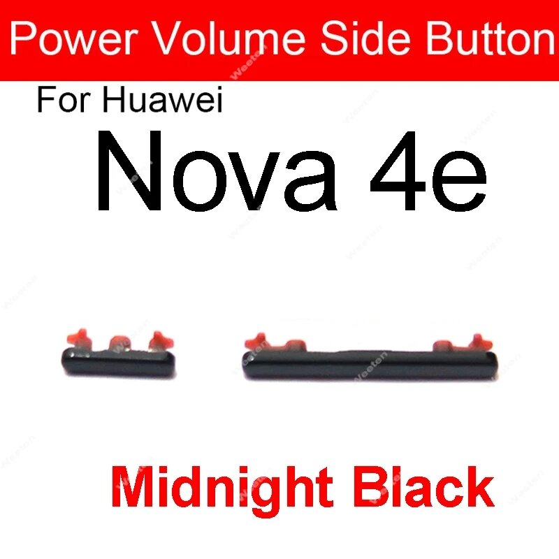 Боковые кнопки включения/выключения громкости для Huawei Nova 3 4 3i 3e 4e, уменьшение Nova 4e-Black
