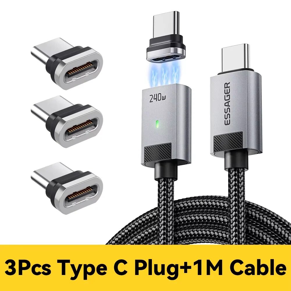 Essager кабель USB-C с магнитным коннектором 3шт, 1м