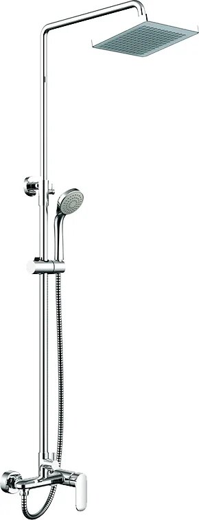 Душевая стойка Bravat Opal F9125183CP-A-RUS со смесителем, хром, глянцевая, душевая система с тропическим душем, с лейкой, нержавеющая сталь, рычаг сбоку