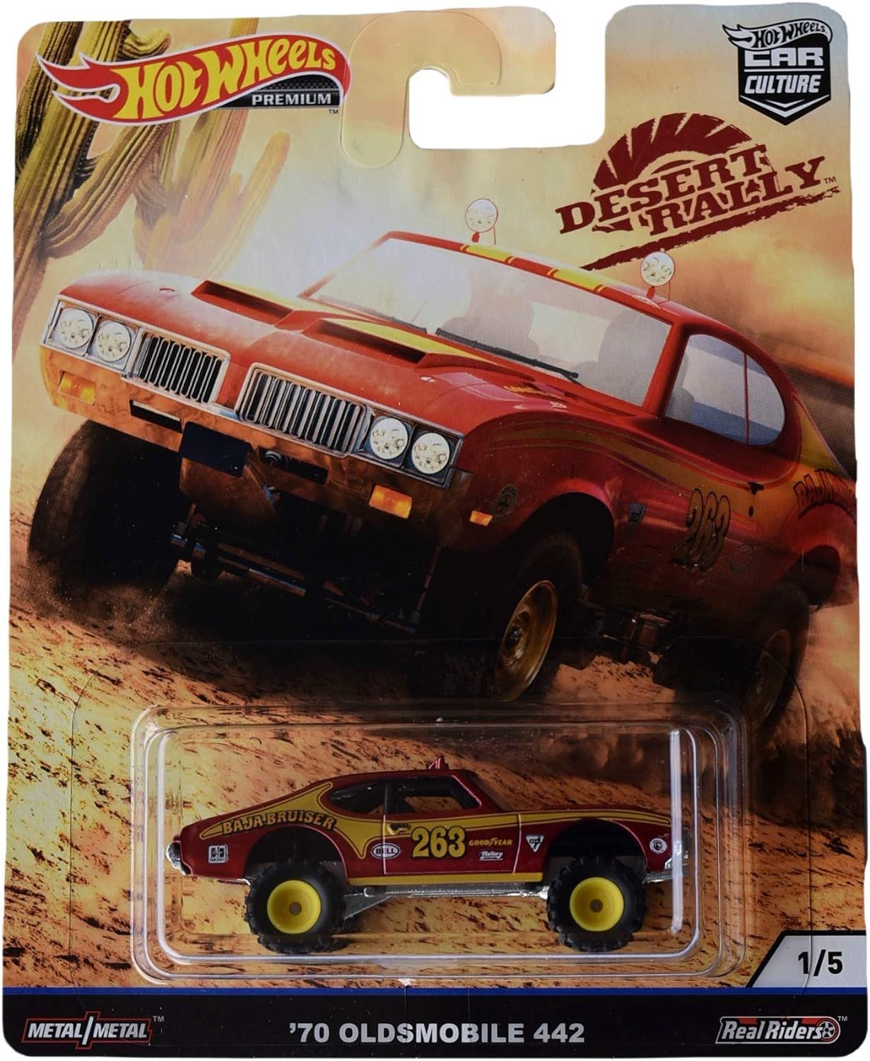 Коллекционная Premium машинка Hot Wheels '70 Oldsmobile 442 Red (коллекция Car Culture 2019, серия Desert Rally, 1/5)