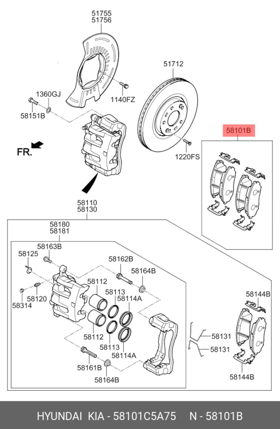Комплект Тормозных Колодок Org (Hyundai/Kia 58101C5A75)