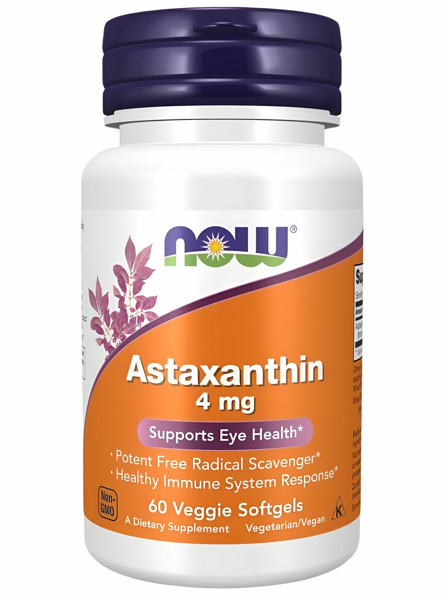 NOW Астаксантин Astaxanthin 4 мг 60 капсул (по 750 мг)