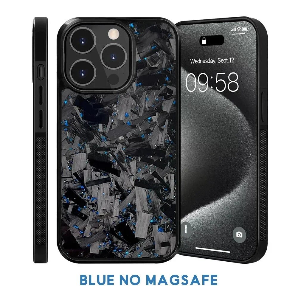 Чехол с глянцевым узором под карбон iPhone13 Blue