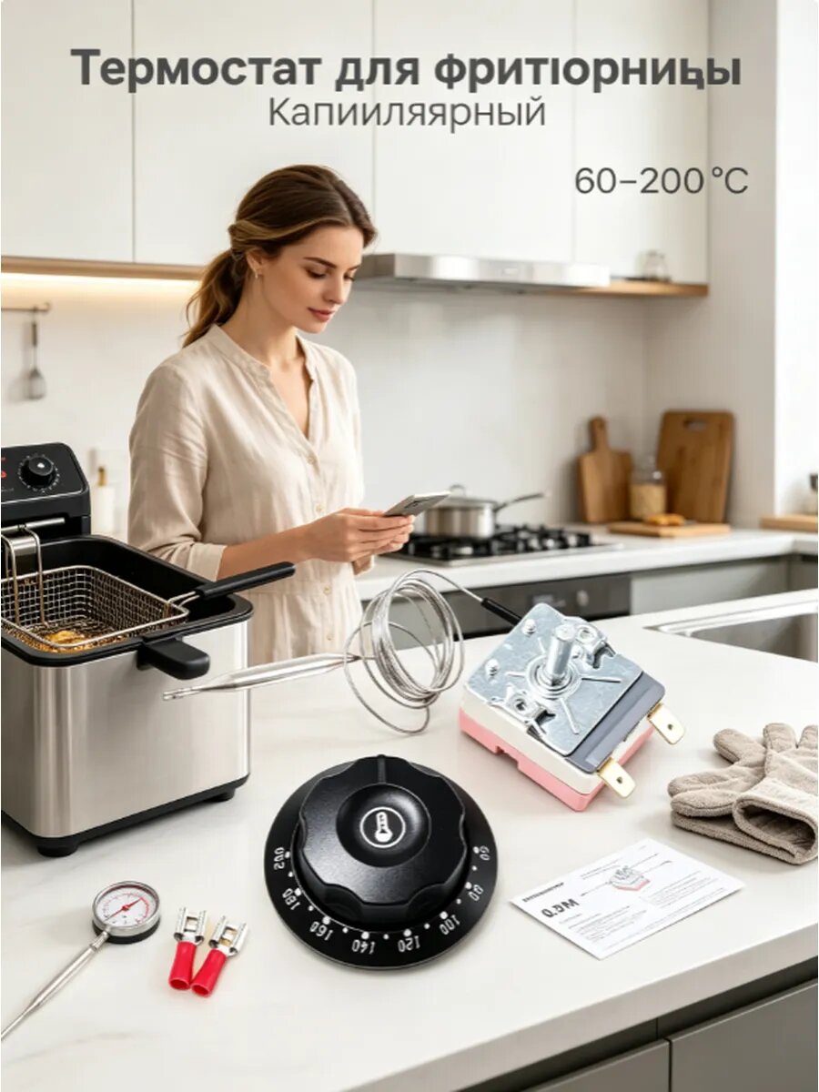 Термостат для фритюрницы капиллярный 60-200C,