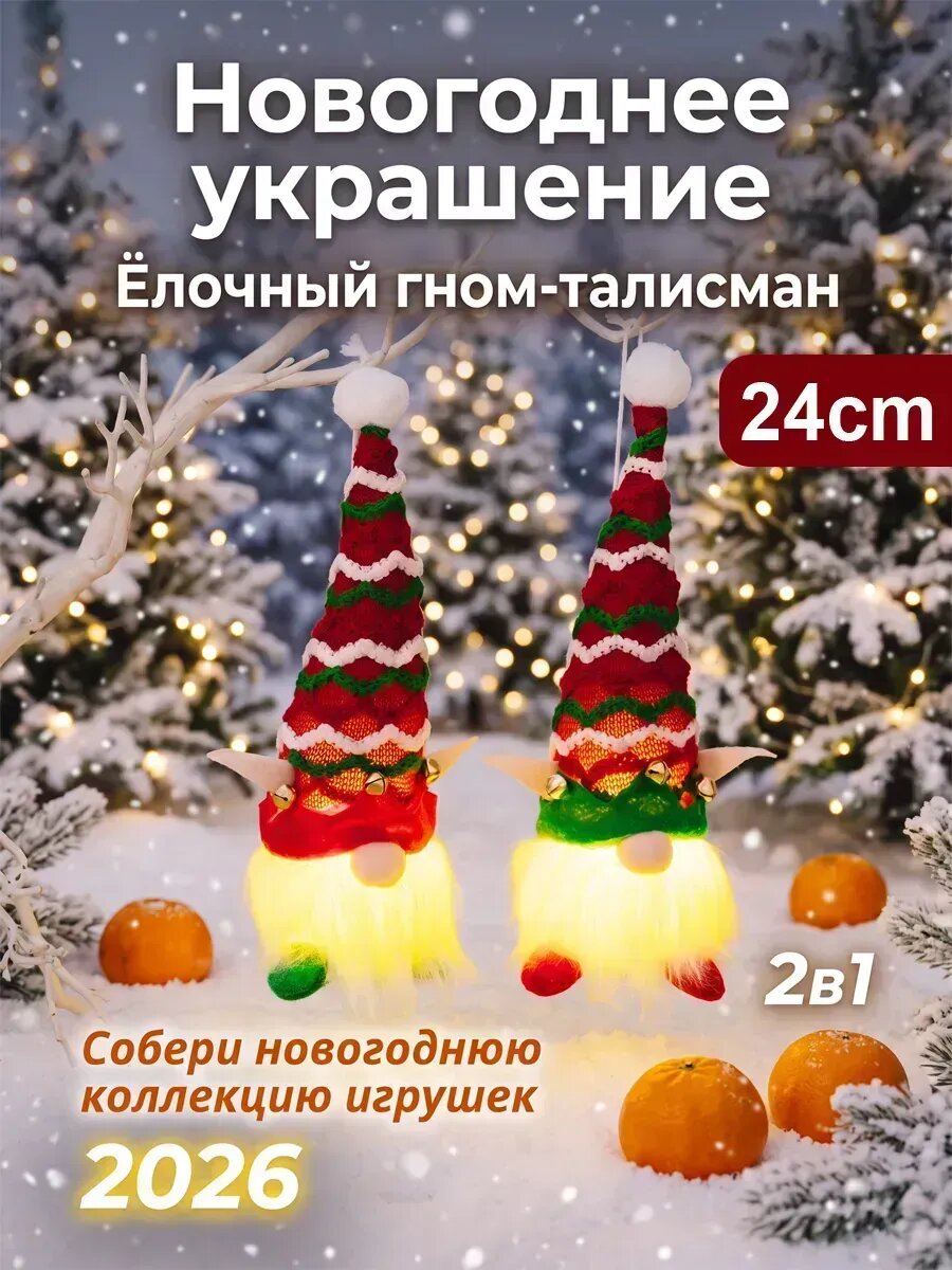 Гном новогодний под елку - игрушка декор 2ШТ