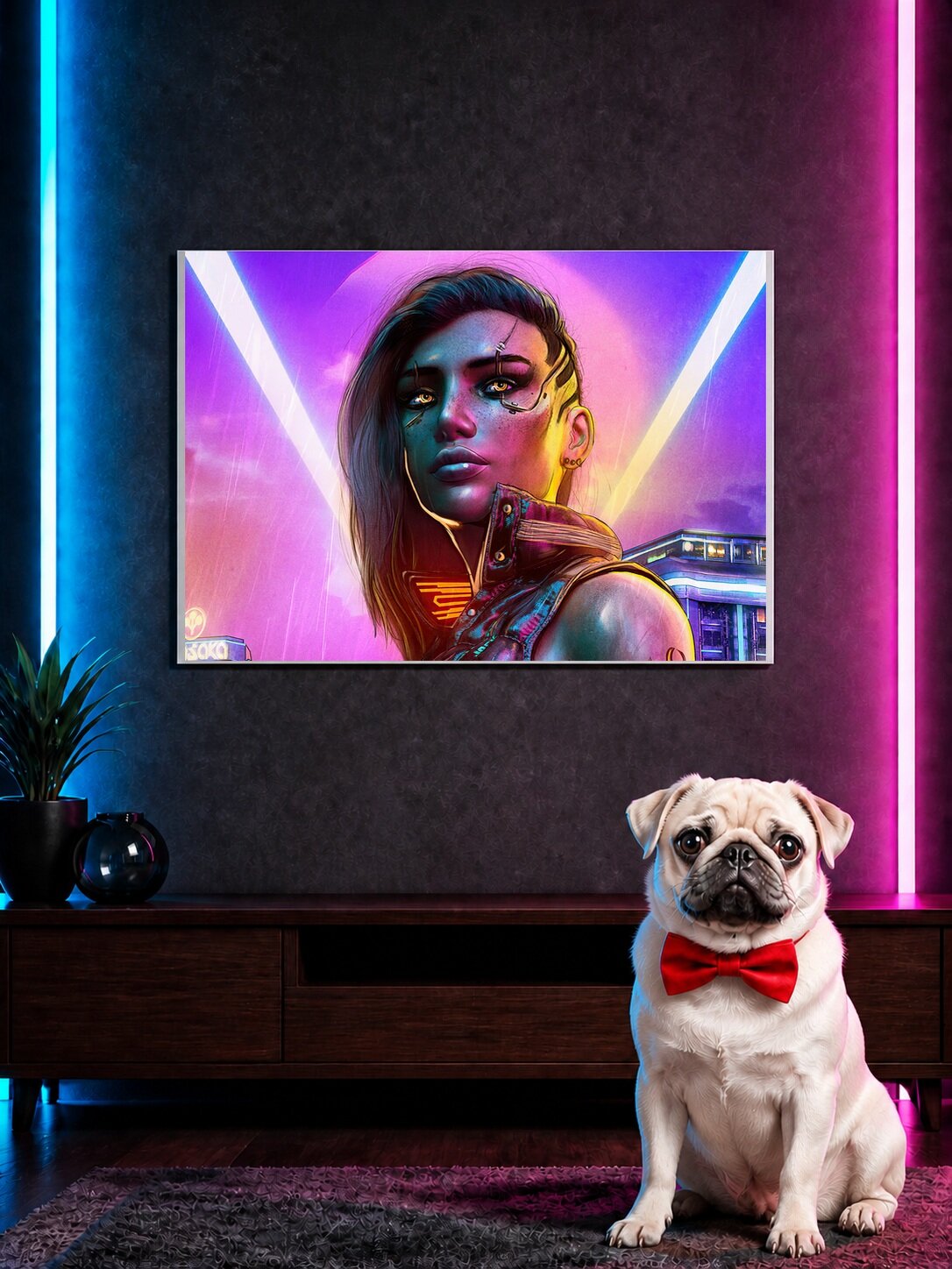 Постер Cyberpunk 2077 Хроники — таинственная игровая сцен A3