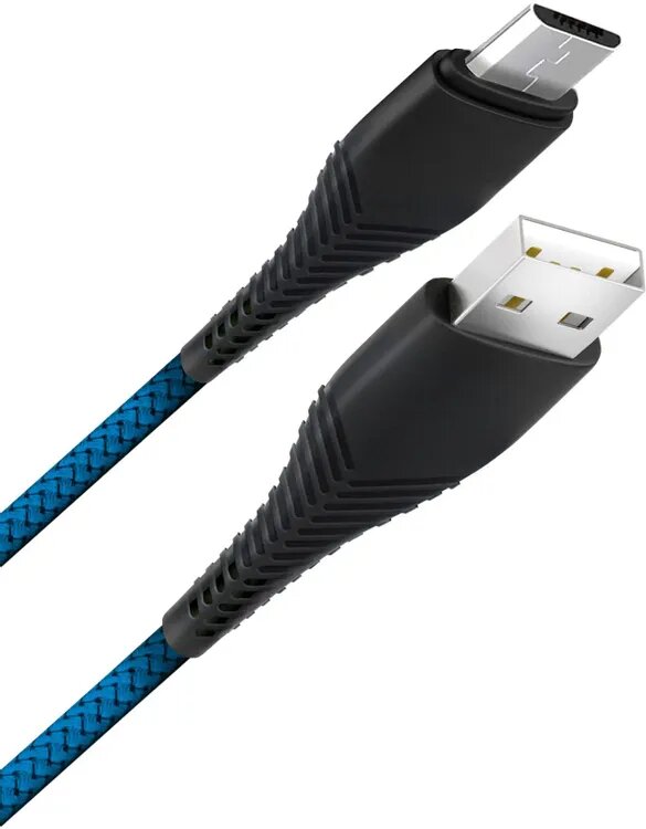 Кабель BORASCO Fishbone, micro USB (m) - USB (m), 1м, 3A, синий