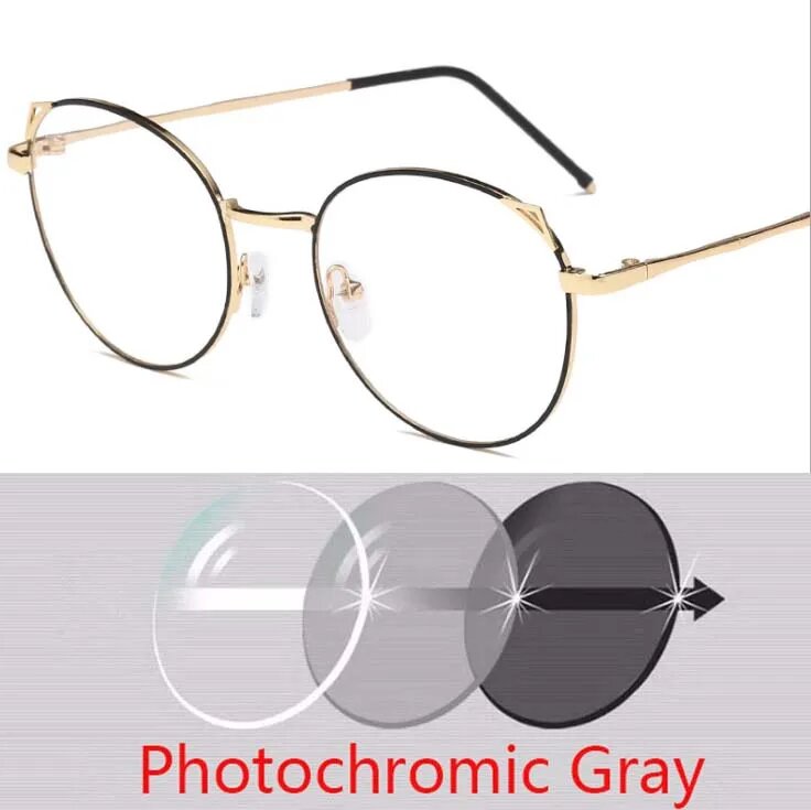 Готовые очки BINSYSU кошачий глаз для дальнозоркости с диоптриями black gold gray, Серый, +600