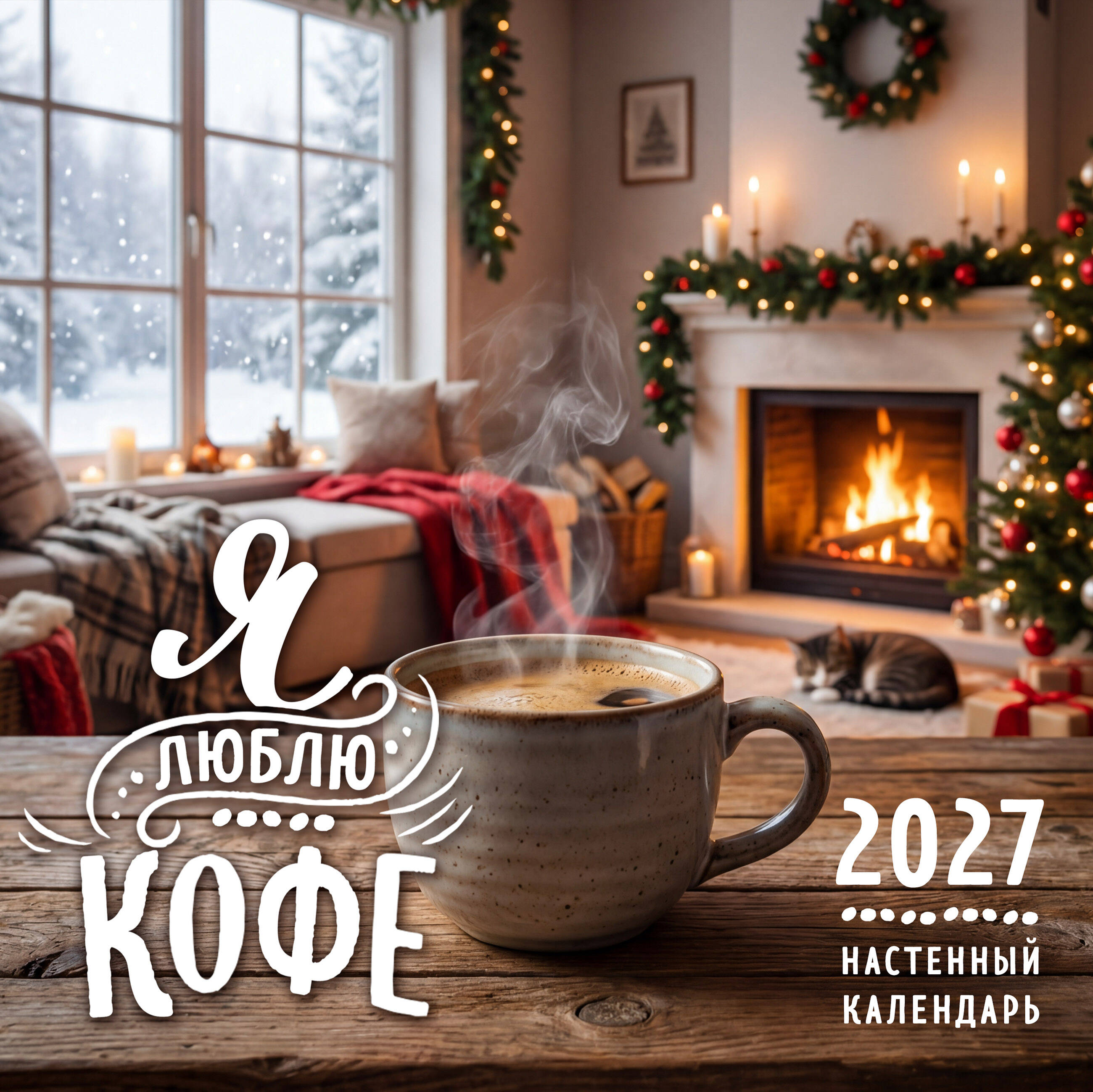Календарь 2027г 300*300 "Я люблю кофе" настенный, на скрепке