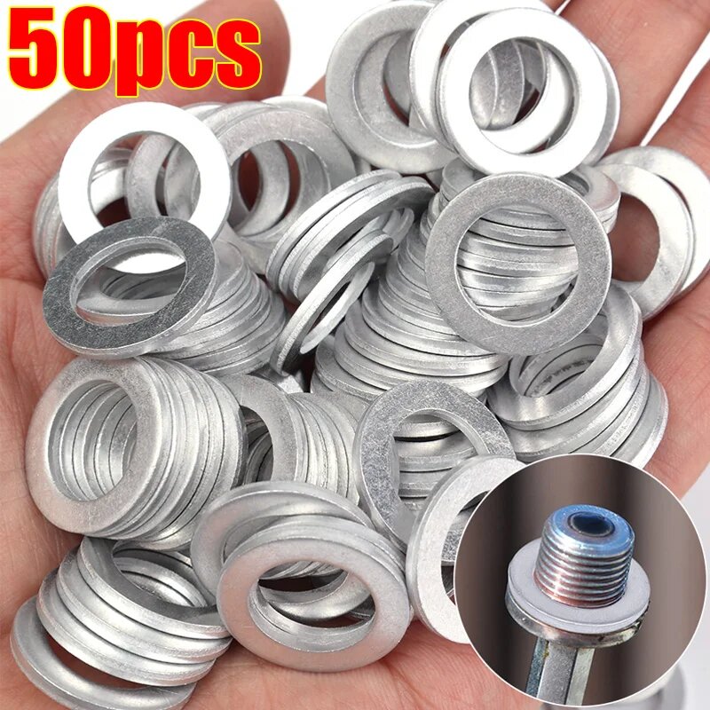 14 мм автомобильный сливной винт для масла, прокладка, алюминиевая уплотнительная шайба, 50pcs