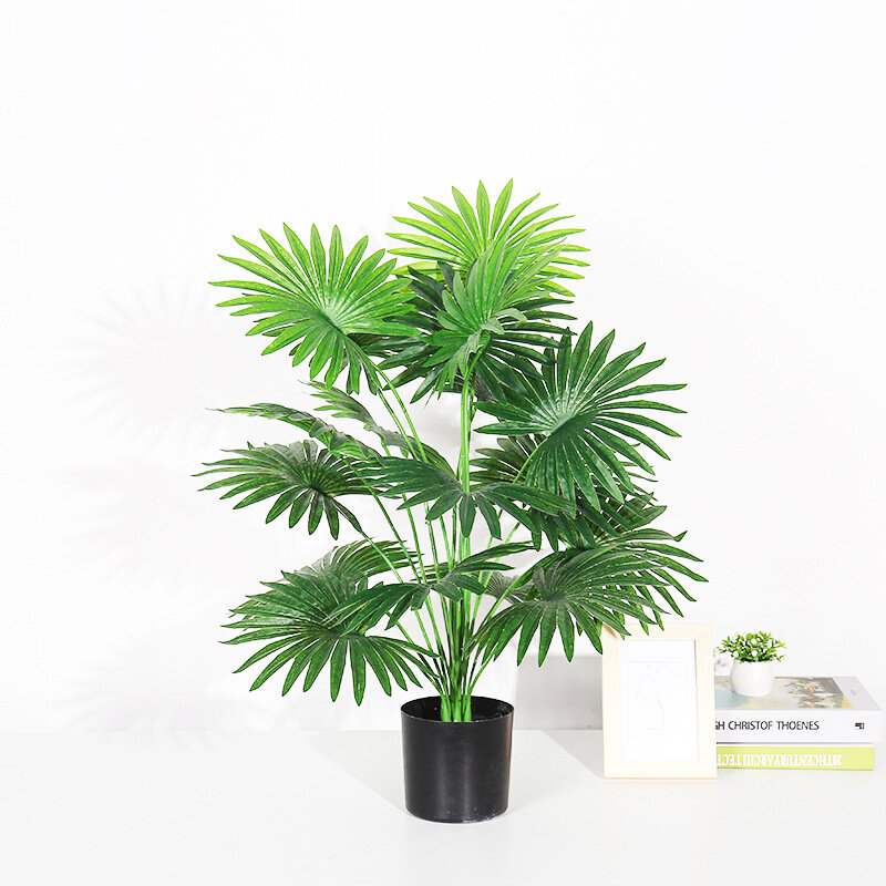 Кросс-бордерная симуляция маленького вентилятора, пальма с 24 головками, искусственное дерево, зеленое растение в горшке, декор для интерьера, инженерное ландшафтное дизайнерство, садовый пейзаж