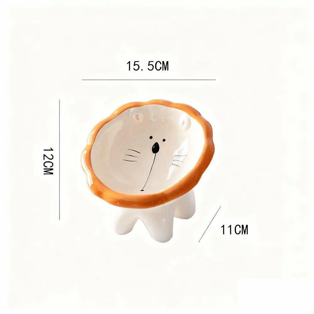 Миска для кошек и собак в виде львенка, керамика, 15,5×11×12 см, 1 шт.