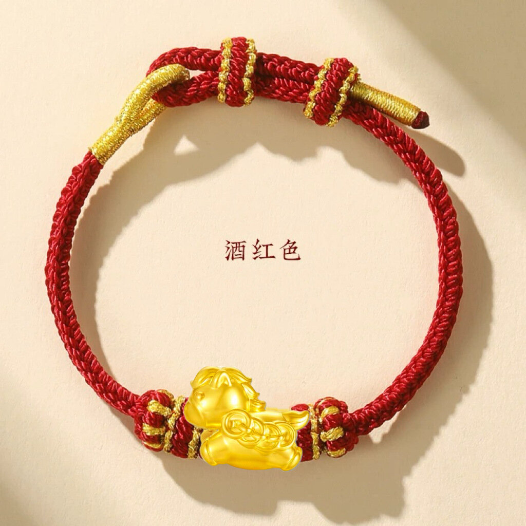 Браслет для женщин на год Коня по зодиаку 2026 года, амулет лошади, красный плетеный браслет мира, подарок для пары