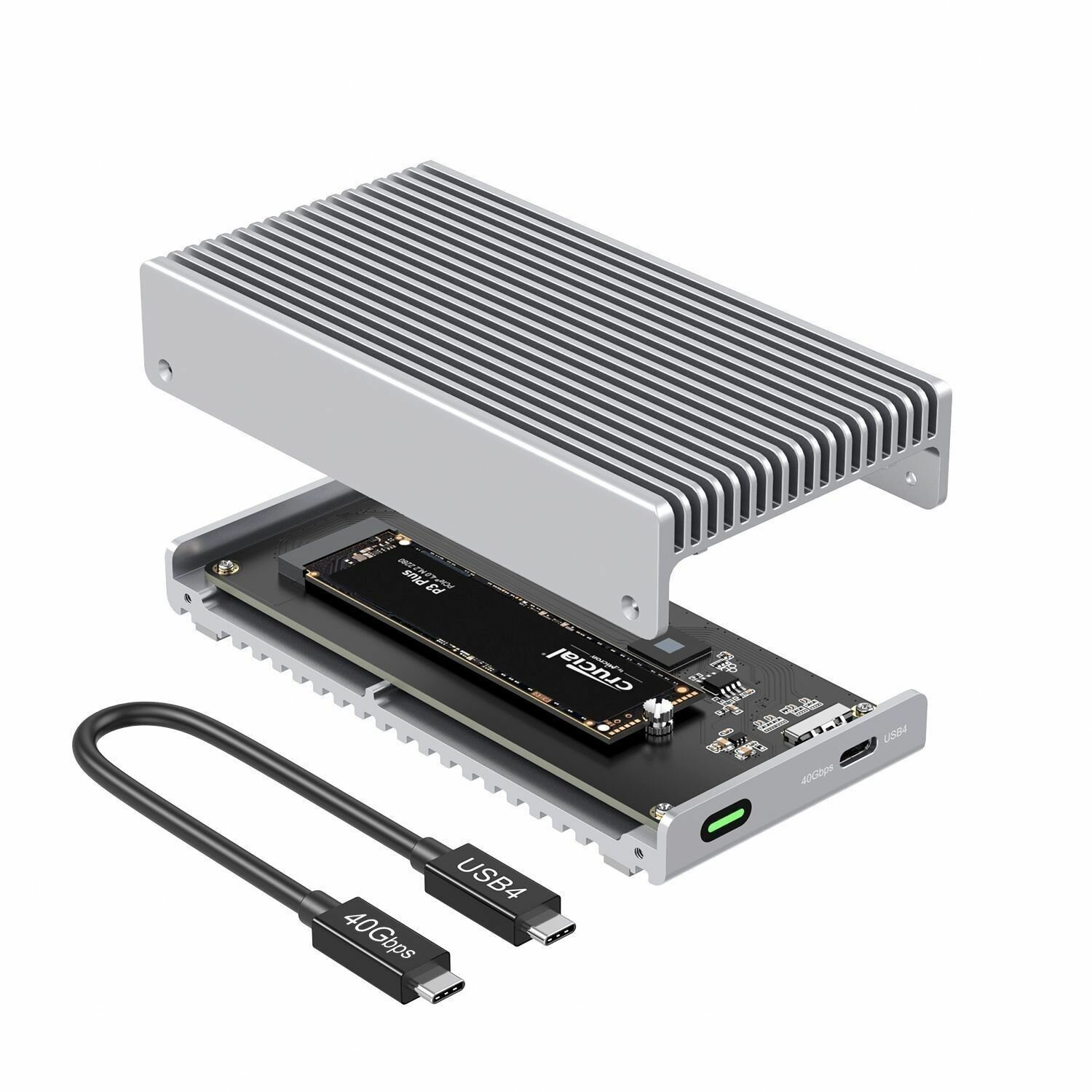 Магнитный интерфейс USB4 и поддержка Thunderbolt 3 4 обеспечиваются в инновационном корпусе для накопителя NVMe M2 от Qwiizlab, гарантируя премиум скорость передачи данных до 40 Гбит с