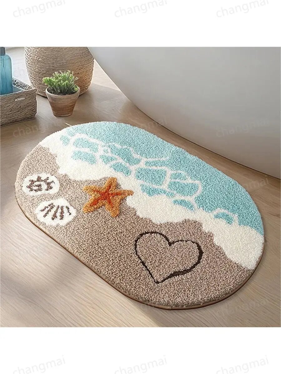 Коврик для ванной Морская ракушка - Мягкий противоскользящий Полотенцесушитель