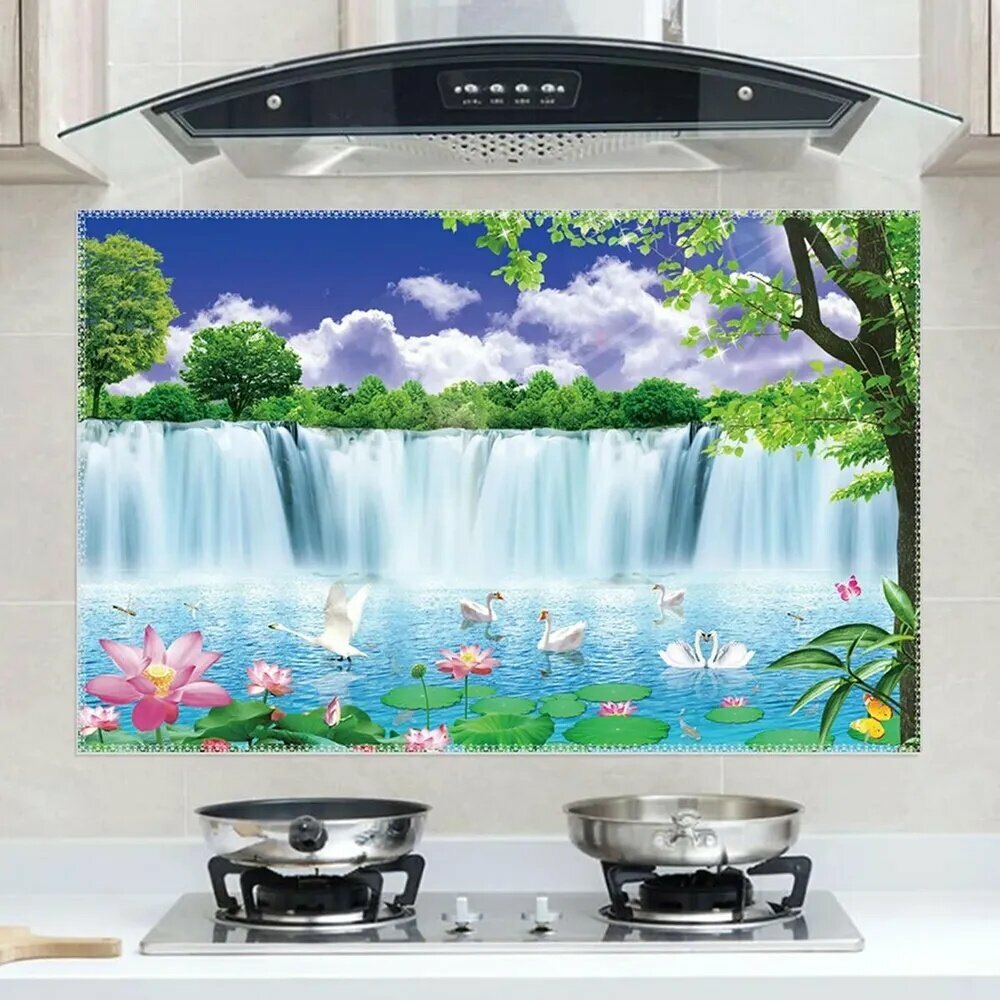 Самоклеящаяся пленка для кухни, защита от жира и влаги для плитки и шкафов