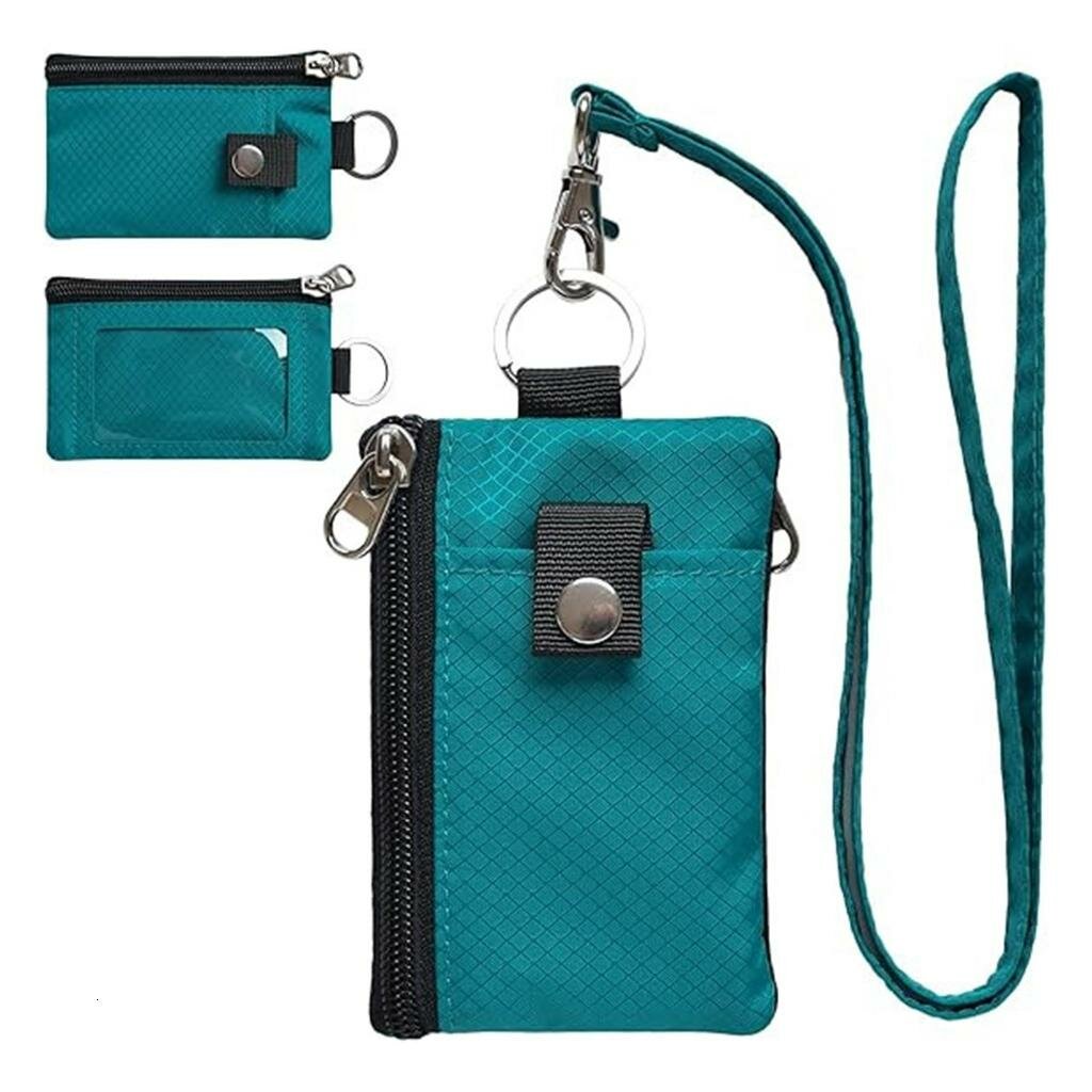 Водонепроницаемый нейлоновый держатель карт с защитой от RFID и съёмными кольцами для ключей, Синий и зеленый