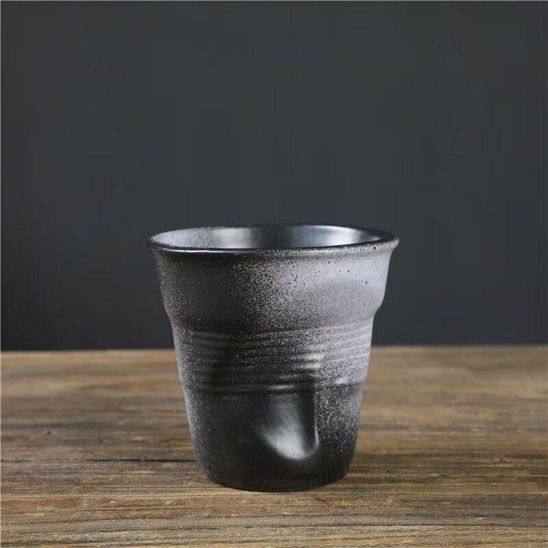 Стакан "Мятый", керамическая, для горячих напитков, 150мл, с эффектом мятости