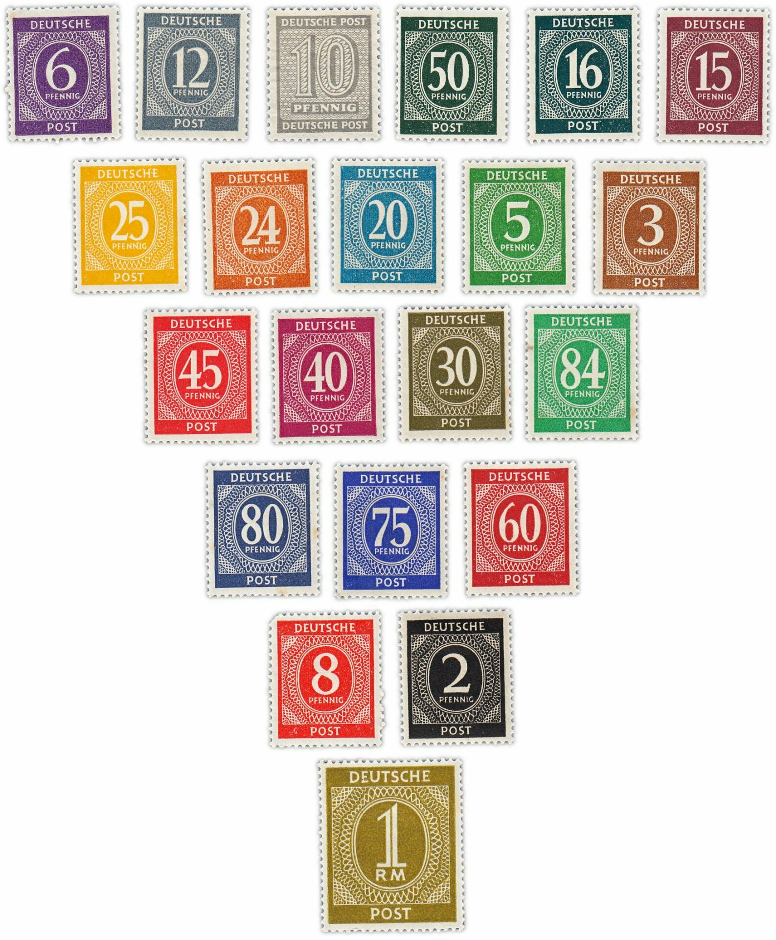 Германия ФРГ набор из 21 марок "Разные номиналы пфеннигов и 1 марка"