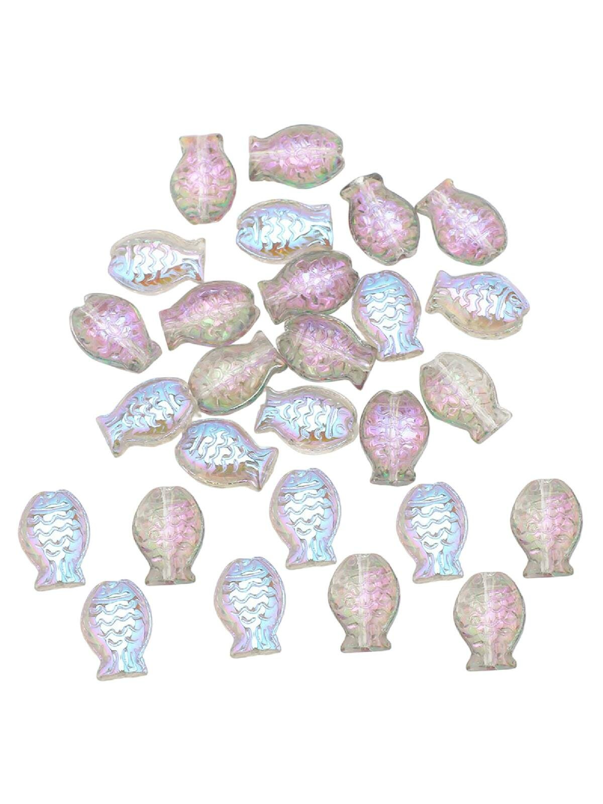 Набор из 30 хрустальных стеклянных бусин-шармов Хрустальные бусины Разноцветные бусины в форме рыбки