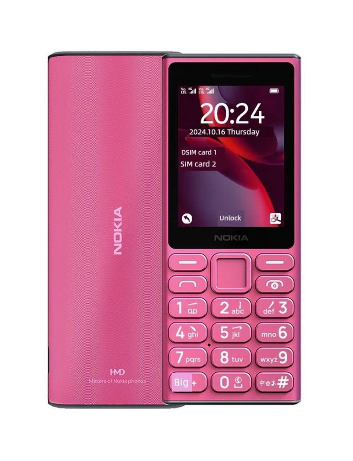 Кнопочный мобильный телефон 108 с большими кнопками и стильным дизайном (розовый)