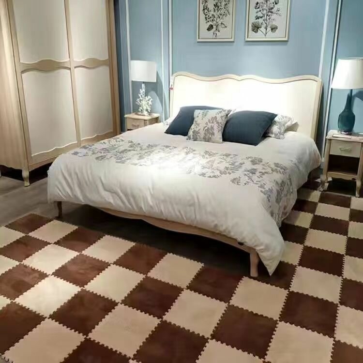 Плюшевый коврик для пола в стиле пэчворк, полный коврик у кровати, утолщенный квадратный пенопластовый коврик для гостиной, пазл-ковер