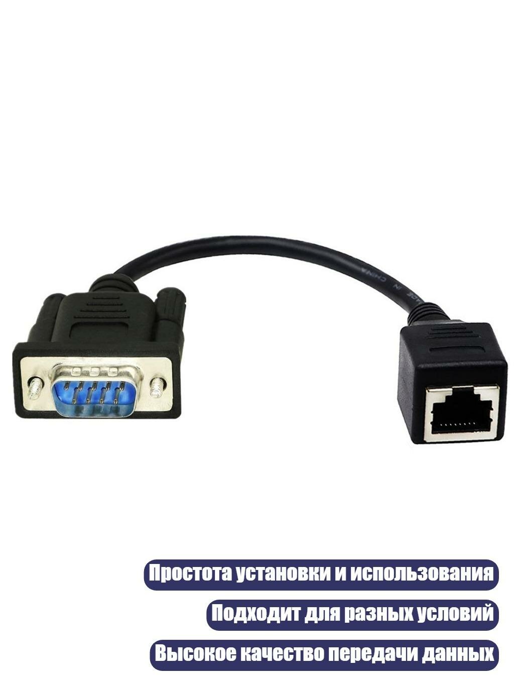 DB9 RS232 на RJ45, 9-контактный соединитель, M