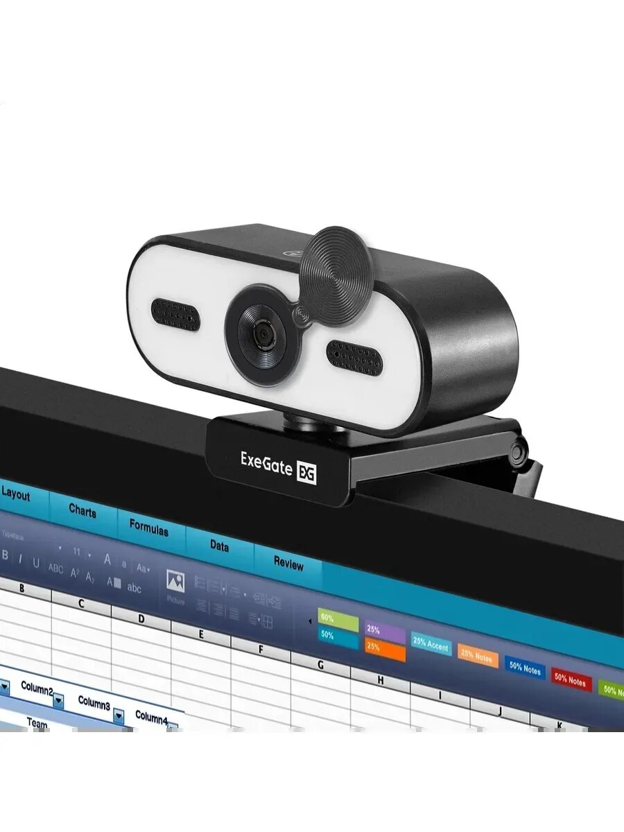 Веб-камера eStudio EW-722 2K AF 5Мп фокус, подсветка, шторка