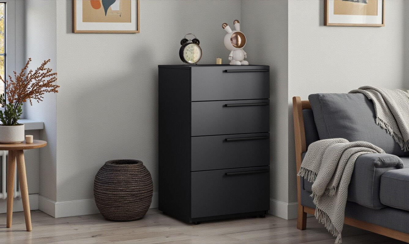 Комод Лорена Пакс-2 Черныи 0190 PE NEW 55x44x90 см, черный GOODFORM