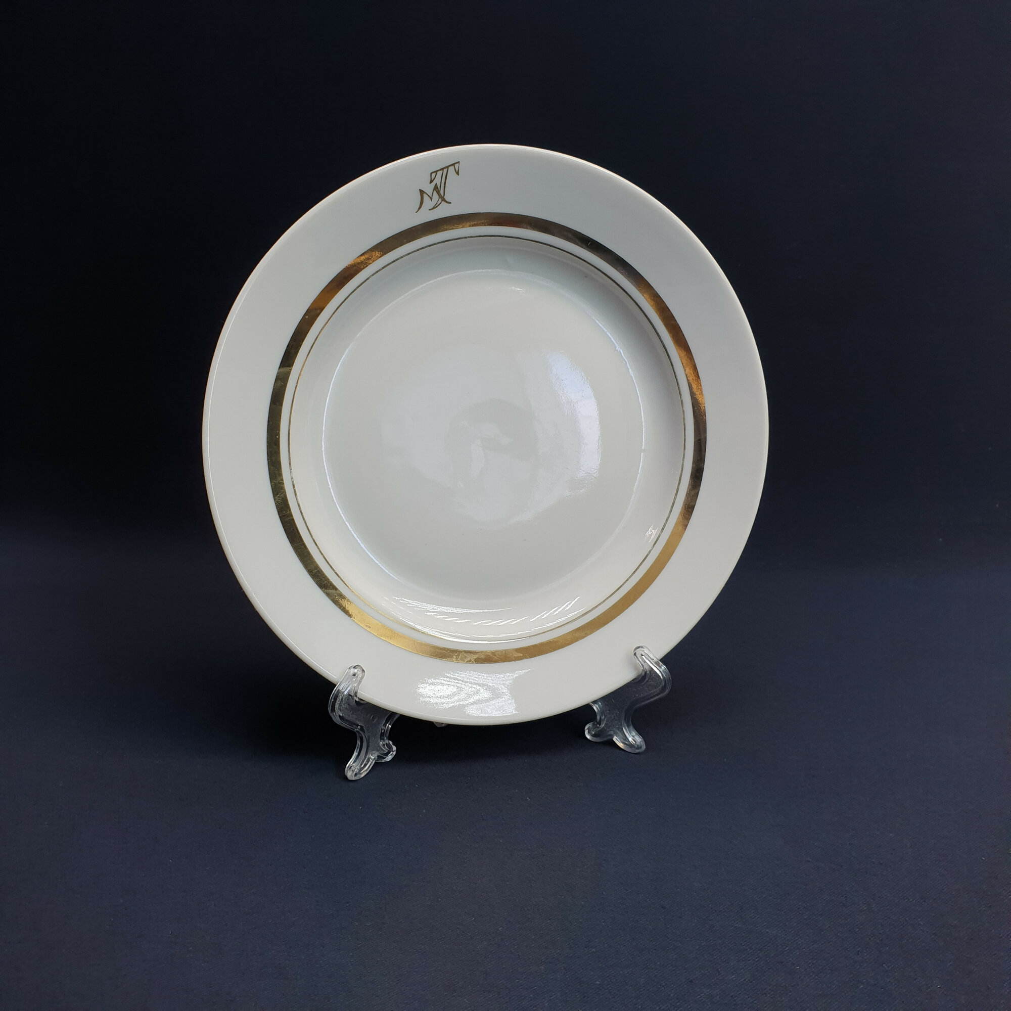 Десертная тарелка Дулево, фарфор позолота 19 см, винтаж СССР