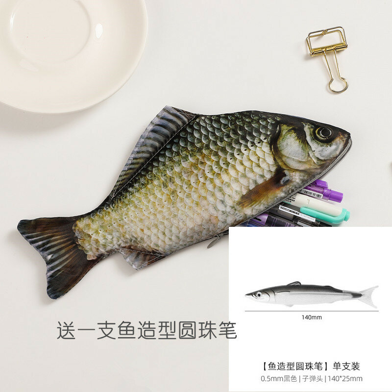 Креативный пенал с карасем, стиль TikTok, индивидуальность, необычный свежий морской рыбный пенал, корейская версия, пенал с соленой рыбой