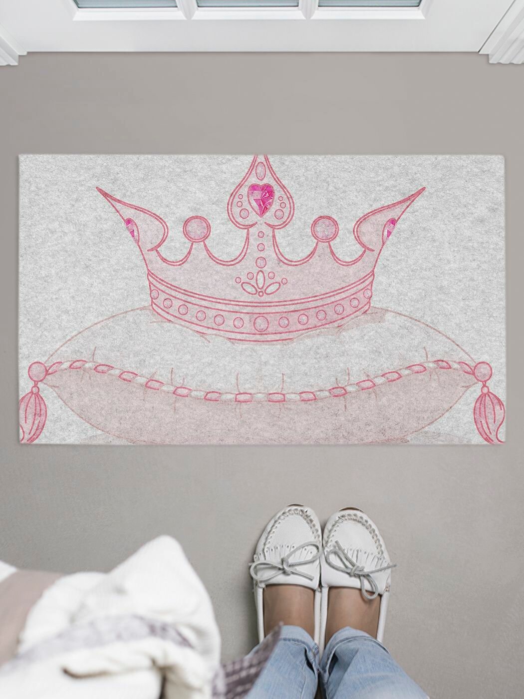 Коврик придверный в прихожую с принтом "Корона маркизов" 45 на 75 см , JoyArty