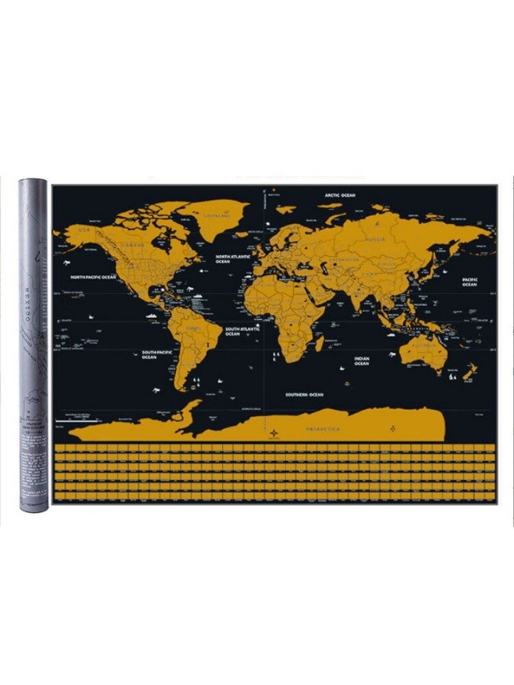 Скретч карта мира со стирающимся слоем "Путешествуй-Познавай" 82.5x59.4cm
