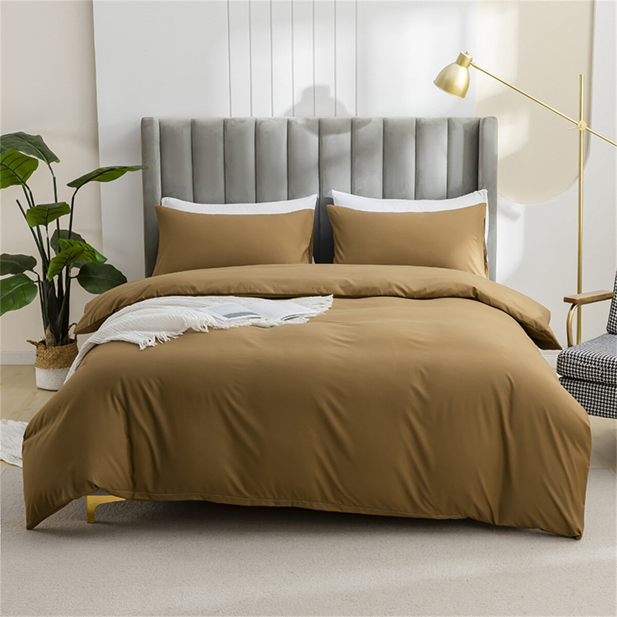 Новый комплект постельного белья 2024 года для экспорта: однотонные пододеяльники и наволочки из начеса,