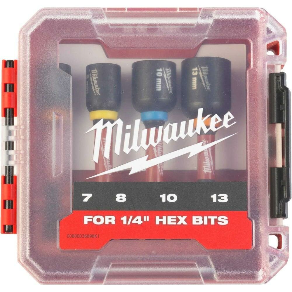 Насадки магнитные торцевые SHOCKWAVE 1/4HEX, набор 4 шт, 7/8/10/13 мм GEN II Milwaukee 4932492445