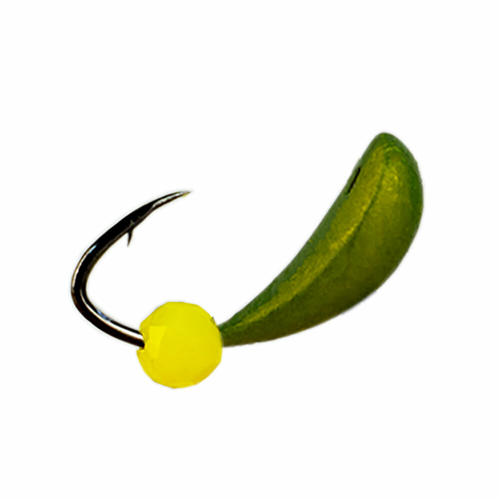Мормышка безнасадочная (безмотылка) для летней и зимней рыбалки Пиявка Клепсина "Левша-НН", 0,64 г, сырный кристалл, крючок №6, жёлтый Fluo / 3 шт.