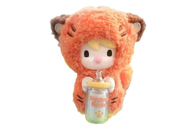 POP MART Little Sweet Bean Animals Role-Play Collection Pendant Mystery Box Single/Full Box, 9 шт, Confirmed-Baby Bottles Tiger Baby (Open)