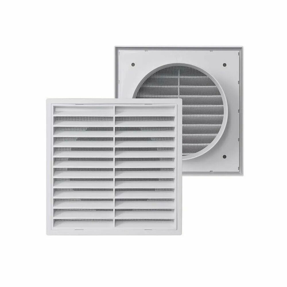 Фланец квадратный на трубу 100 мм 125 мм 150 мм, Решетка вентиляционная квадратная разъемная с сеткой, для присоединения воздуховодов, торцевая площадка, накладка для воздуховода