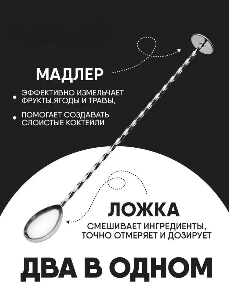 Ложка для коктейля 1 предм. серебристый