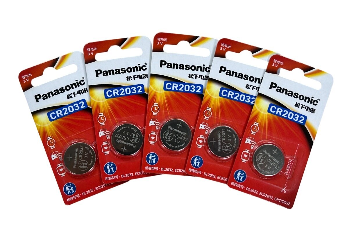 Батарейка CR2032 Panasonic (CR-2032CW/1B) — литиевый элемент питания 3V. - 5 штук